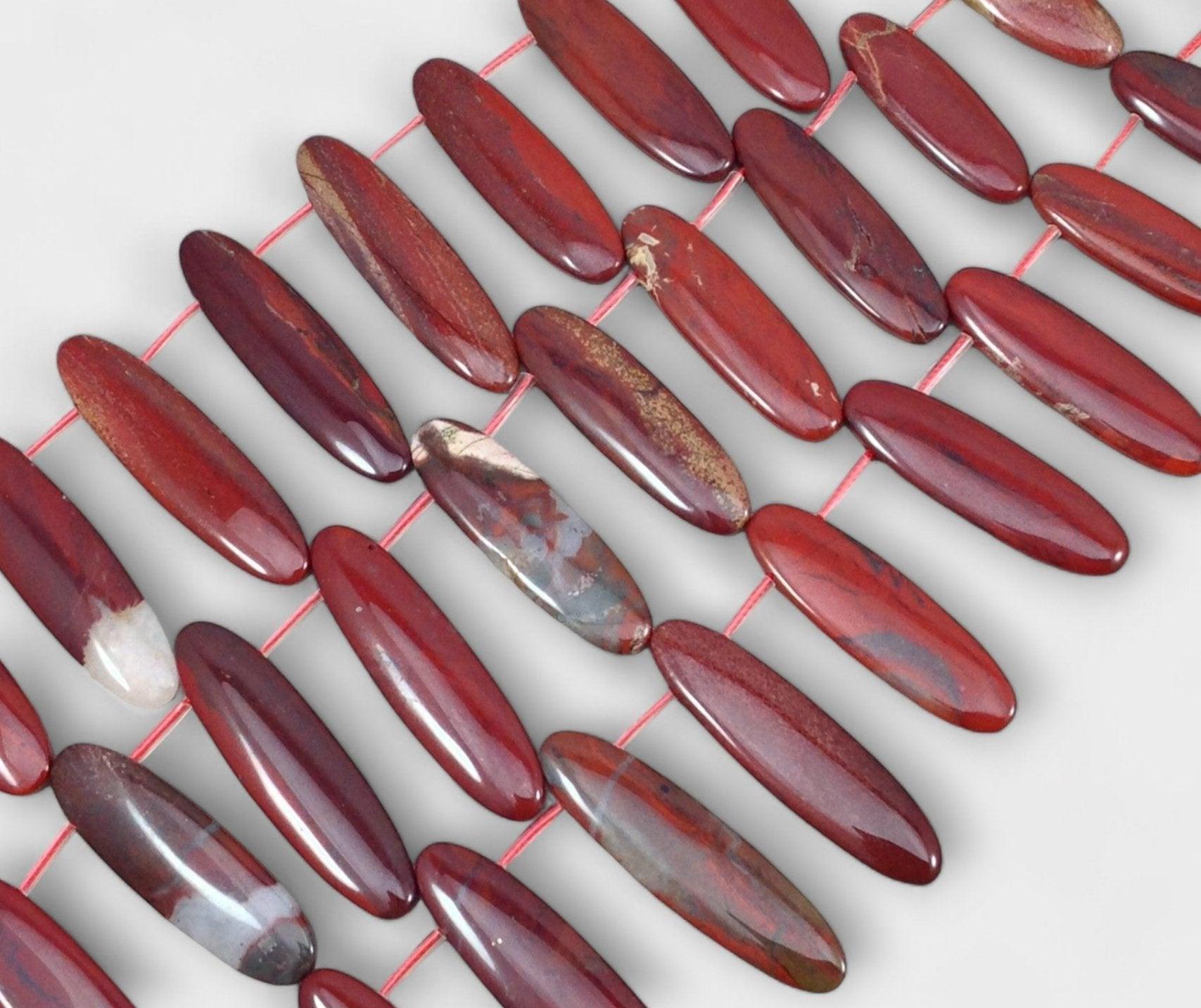 Apple Jasper aka Red Jasper 11.5-26mm - 13x48mm Graduated Top Drilled ...